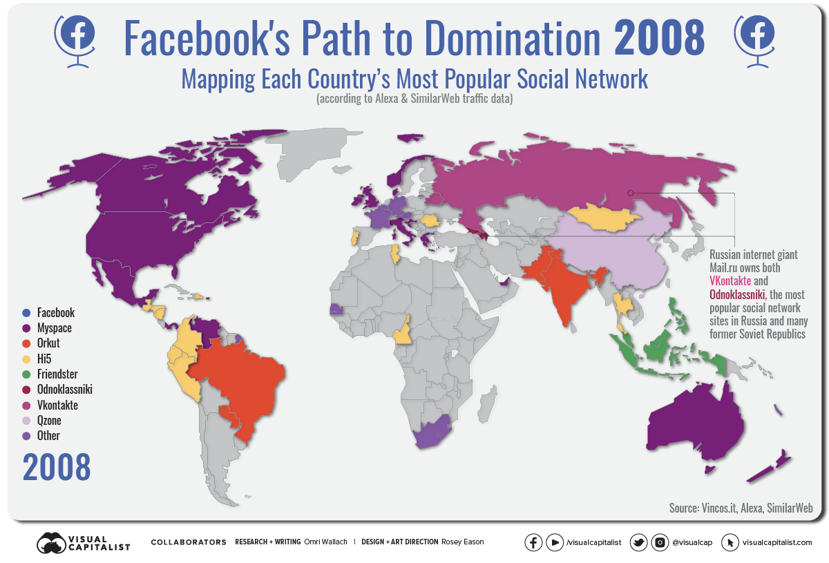 (Infographie) L'évolution de la domination de Facebook de 2008 à 2020 à ...